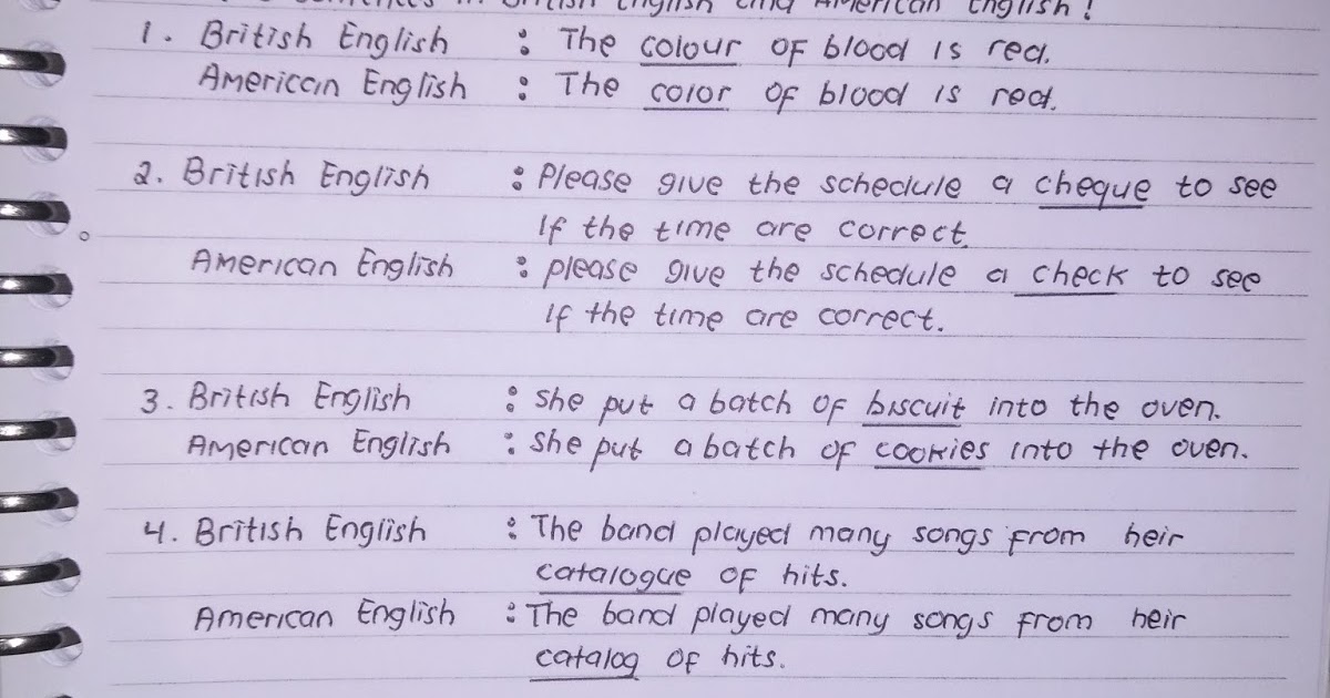 TulipBLog: 5 SENTENCES IN BRITISH ENGLISH AND AMERICAN ENGLISH