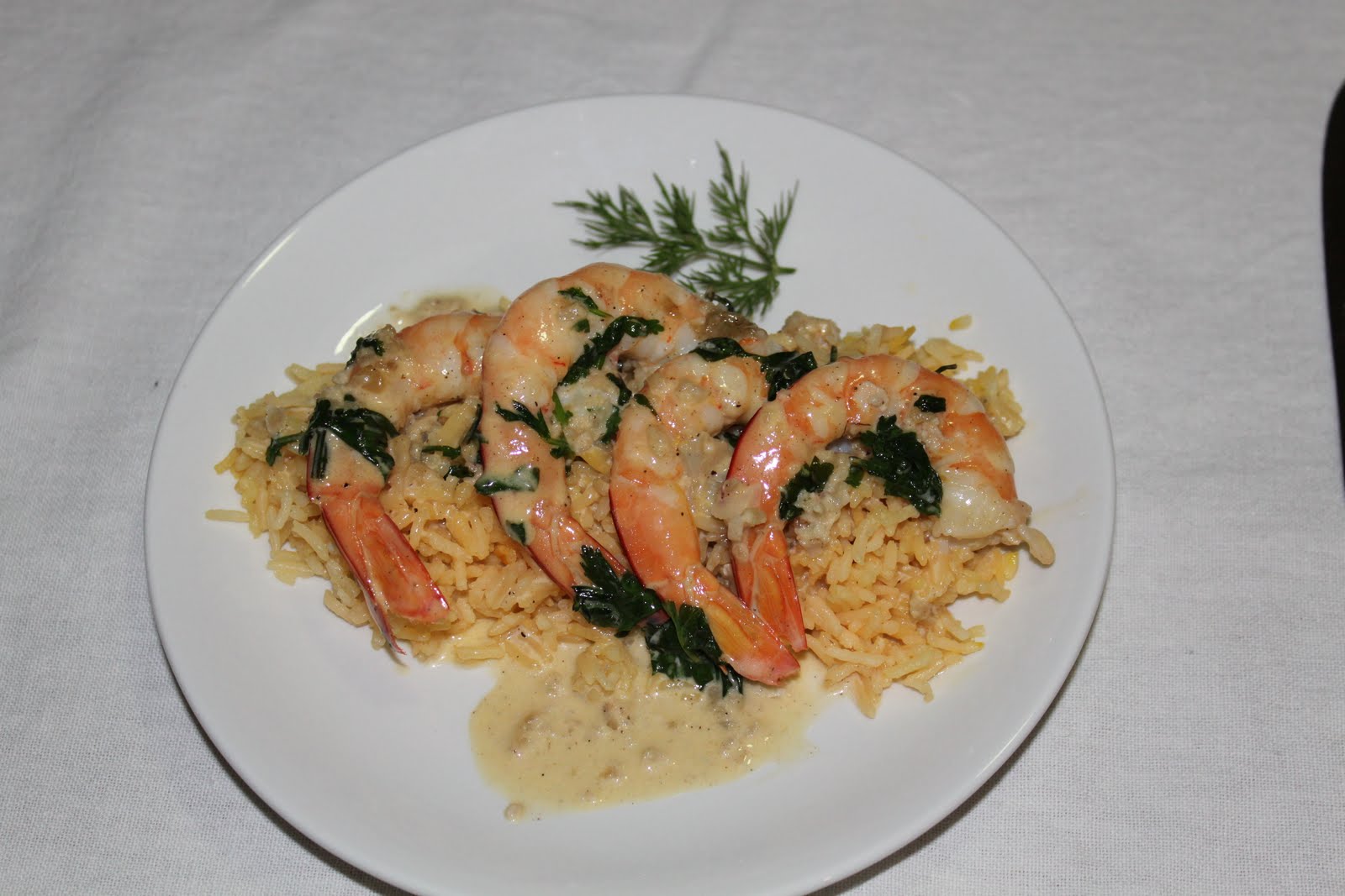 dinner with jack: Creamy garlic prawns with saffron rice