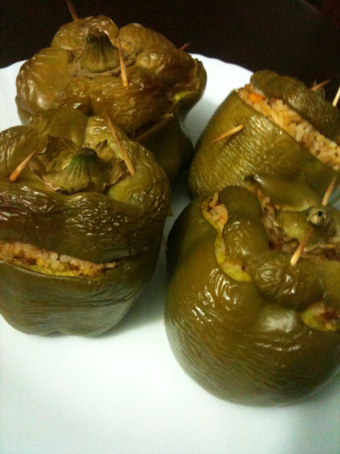 My Passion For Cooking: Baked Capsicum Stuffed With Mince Fried Rice