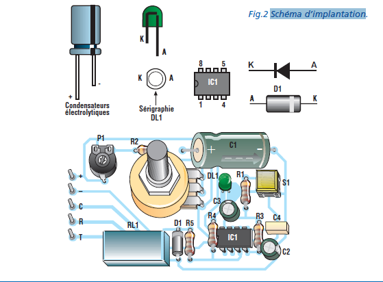 Schema montage Temporisateur electronique simple a base de NE 555 ...