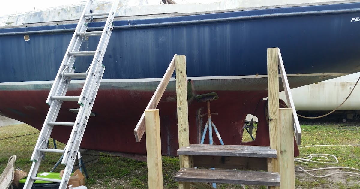 Sailing Whimsy: New stairs for climbing up to the boat (no more ladder!)