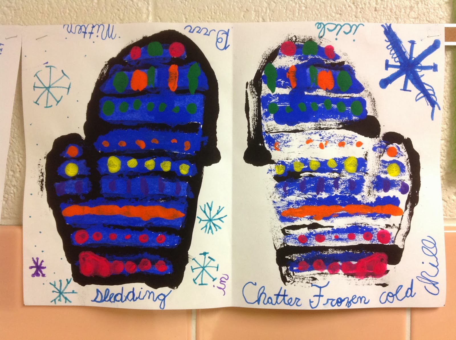 The Artsy Fartsy Art Room: Mono-print "Cold Hands, Warm Hearts" Mittens ...