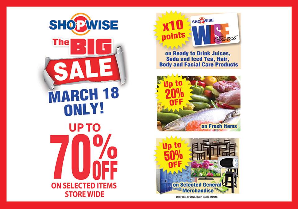 Manila Shopper: Shopwise One-Day Big SALE: March 18 2016