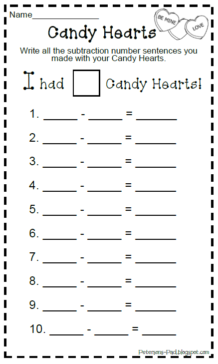 Peterson's Pad: Candy Heart Math FREEBIE