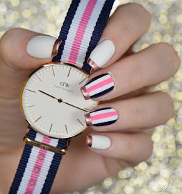 Simply Nailogical: Rose gold-tipped and stripes inspired by a classic watch