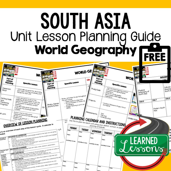 World Geography Lesson Plan Guides, World Geography Pacing Guide, World ...