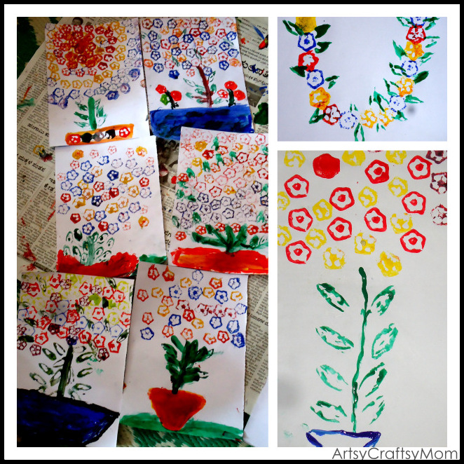 Volunteering with kids - Okra & french beans printing - Artsy Craftsy Mom