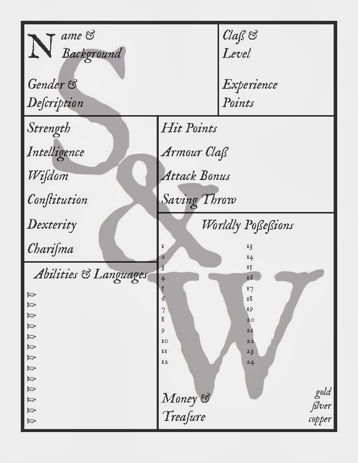 Sabres & Witchery Character Sheet