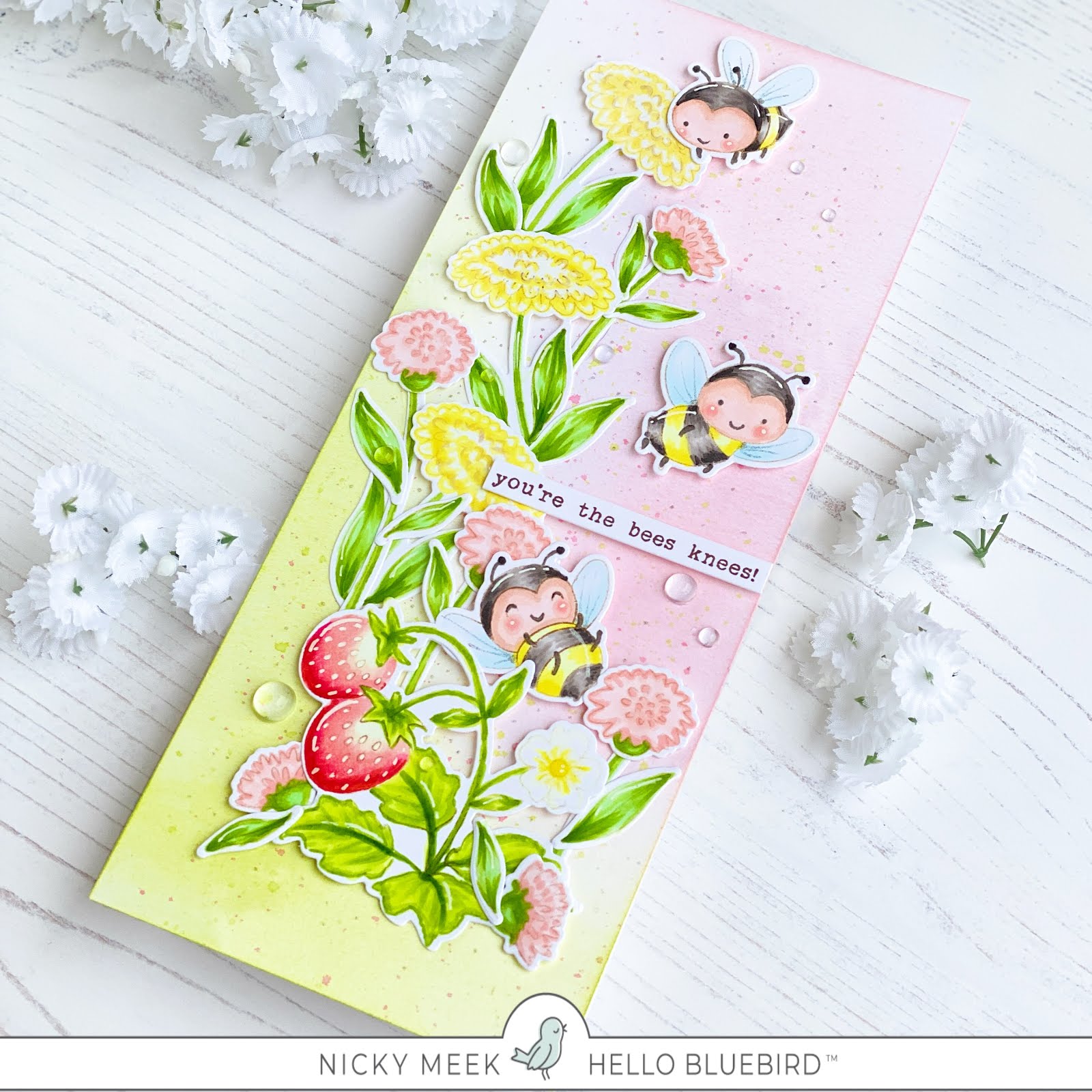 Nicky Noo Cards: Bee Happy - Hello Bluebird Stamps