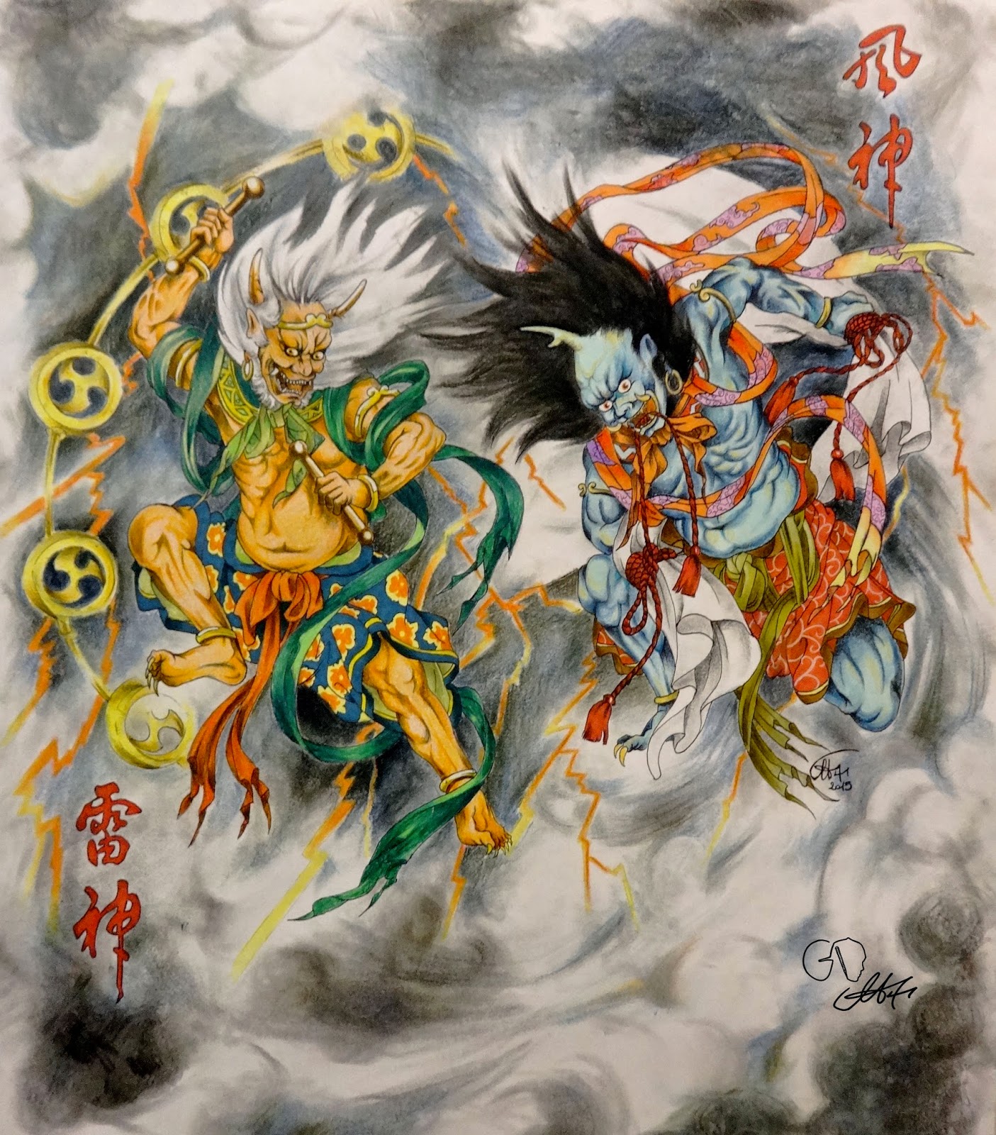 NG-Tattoo -Illustrator-: Raijin & Fujin (Drawing Tattoo)