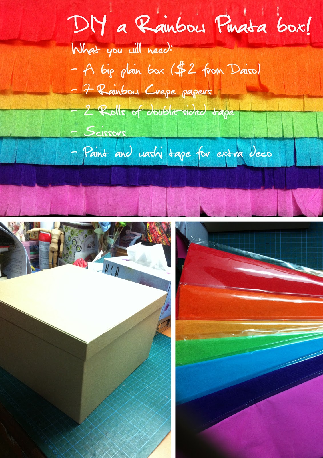 cauliflowerhead: DIY rainbow pinata box! + new illustration