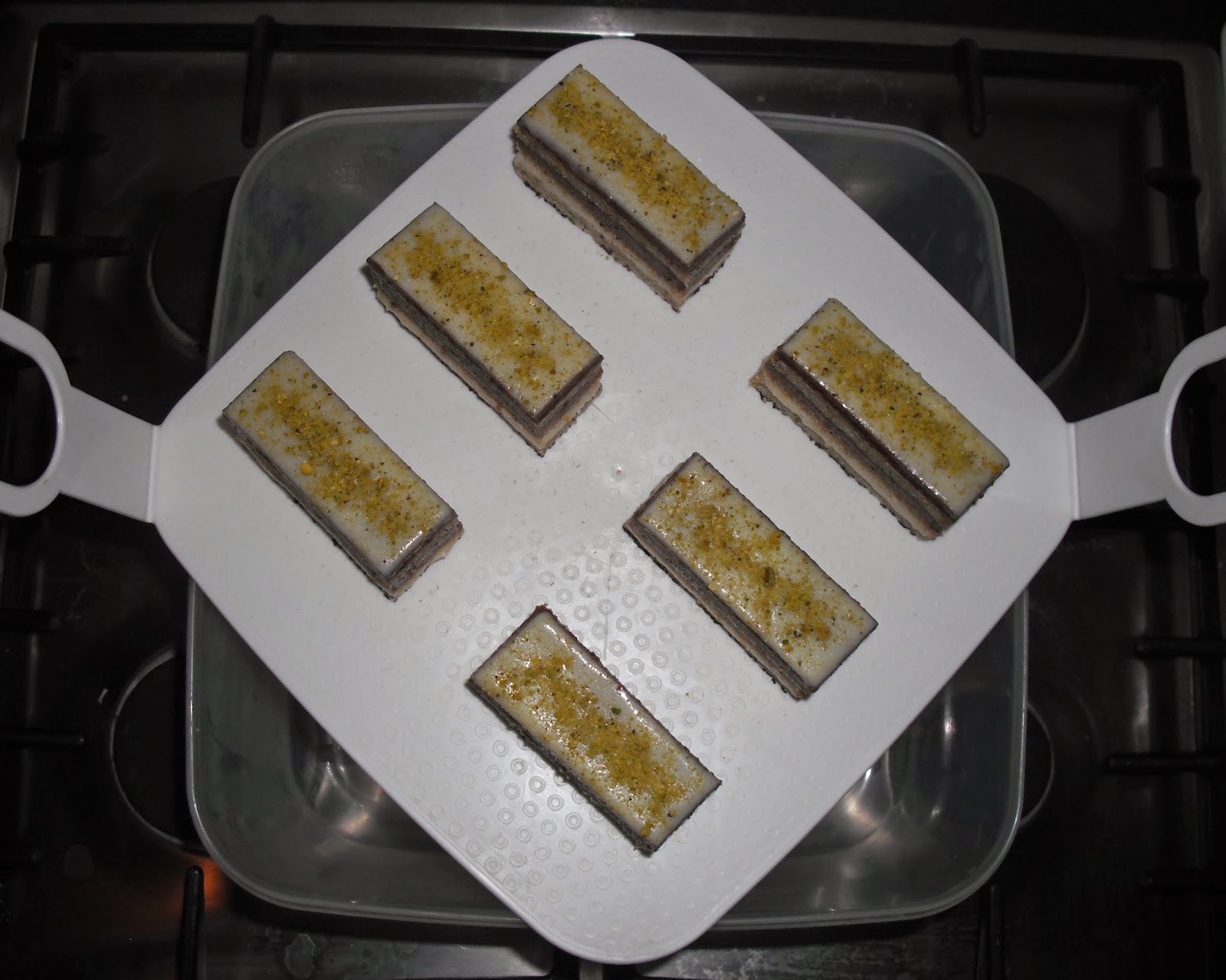 Chocolate and Pistachio Opera Cake