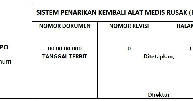 SOP Recall (Penarikan Kembali) Alat Medis dan Pemeliharaan Alat Medis ...
