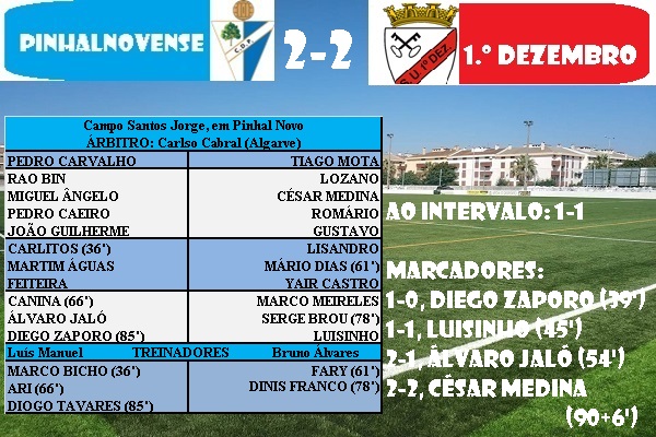 CAMPEONATO DE PORTUGAL»» PINHALNOVENSE 2 1.º DEZEMBRO 2 - JORNAL DE ...