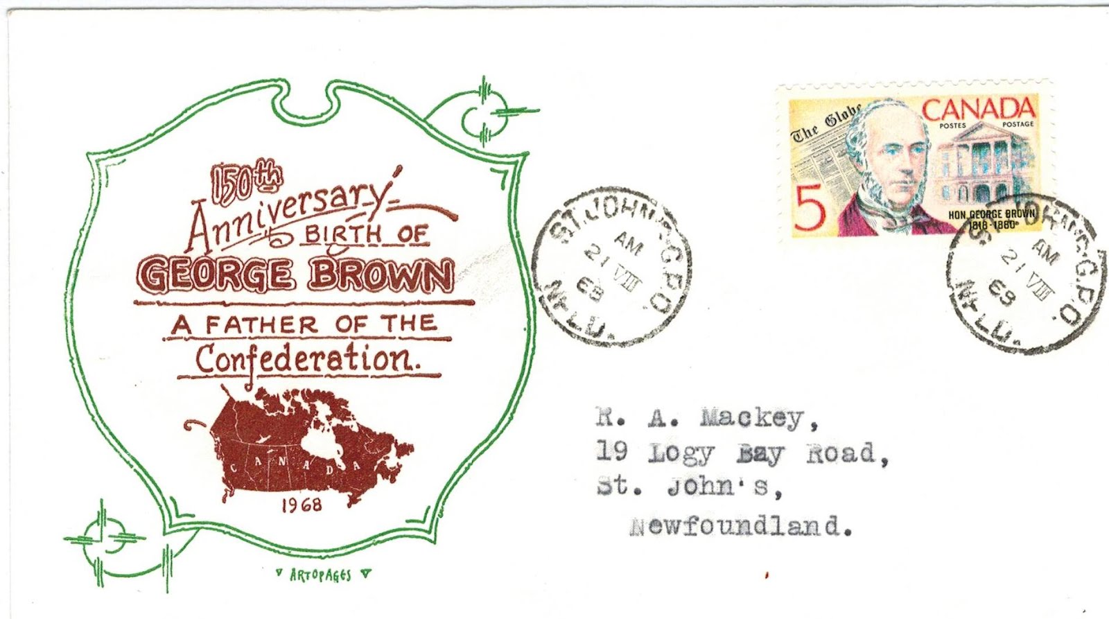 Postal History Corner: 1968 George Brown
