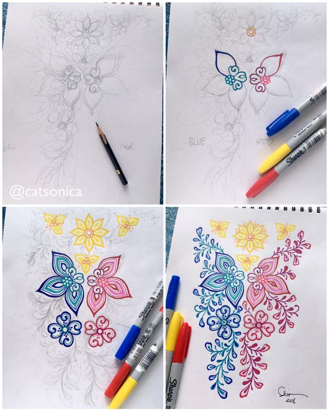 catsonica: Doodle... flag and flowers