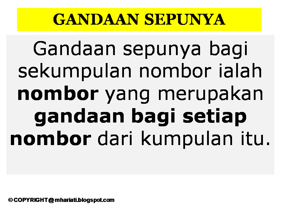 TIP BELAJAR MATEMATIK (TIPS FOR LEARNING MATHEMATICS): GANDAAN SEPUNYA