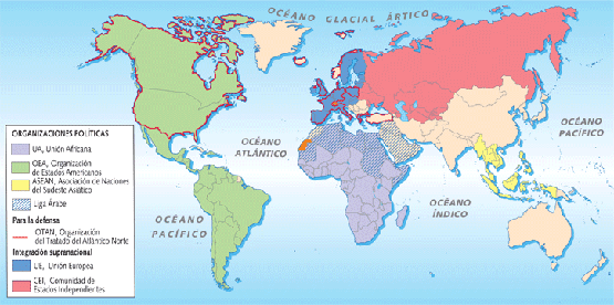 Geography: Map of the main international political organizations
