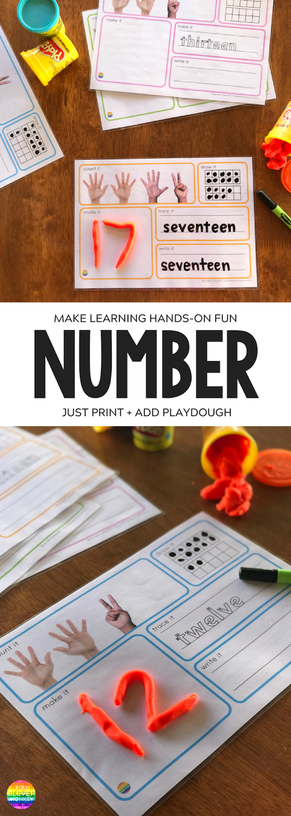 NUMBER SAY IT READ IT DRAW IT MAKE IT WRITE IT MATS | you clever monkey