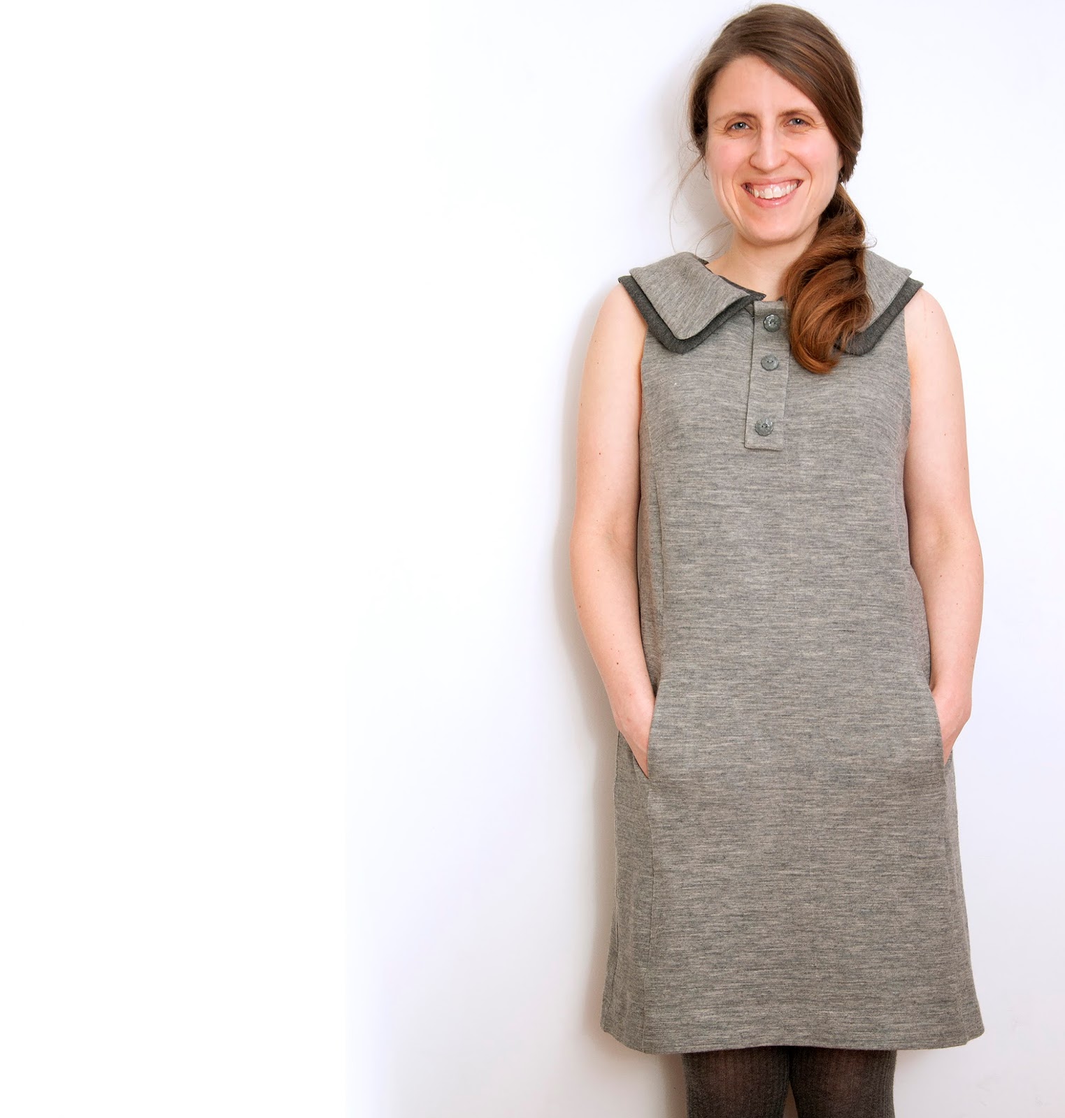 Double collar shift dress in wool jersey - The Last Stitch
