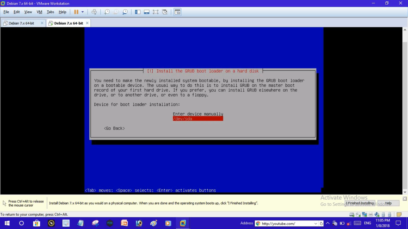 22) After click on /dev/sda your VMware start to restart not your ...