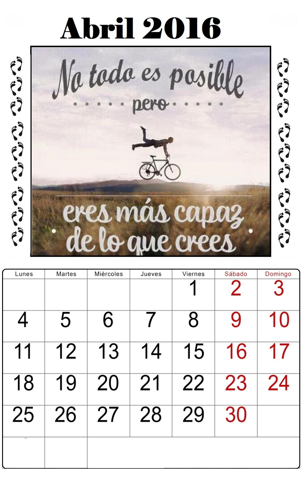 + CALENDARIO "PSICOLÓGICO" 2016