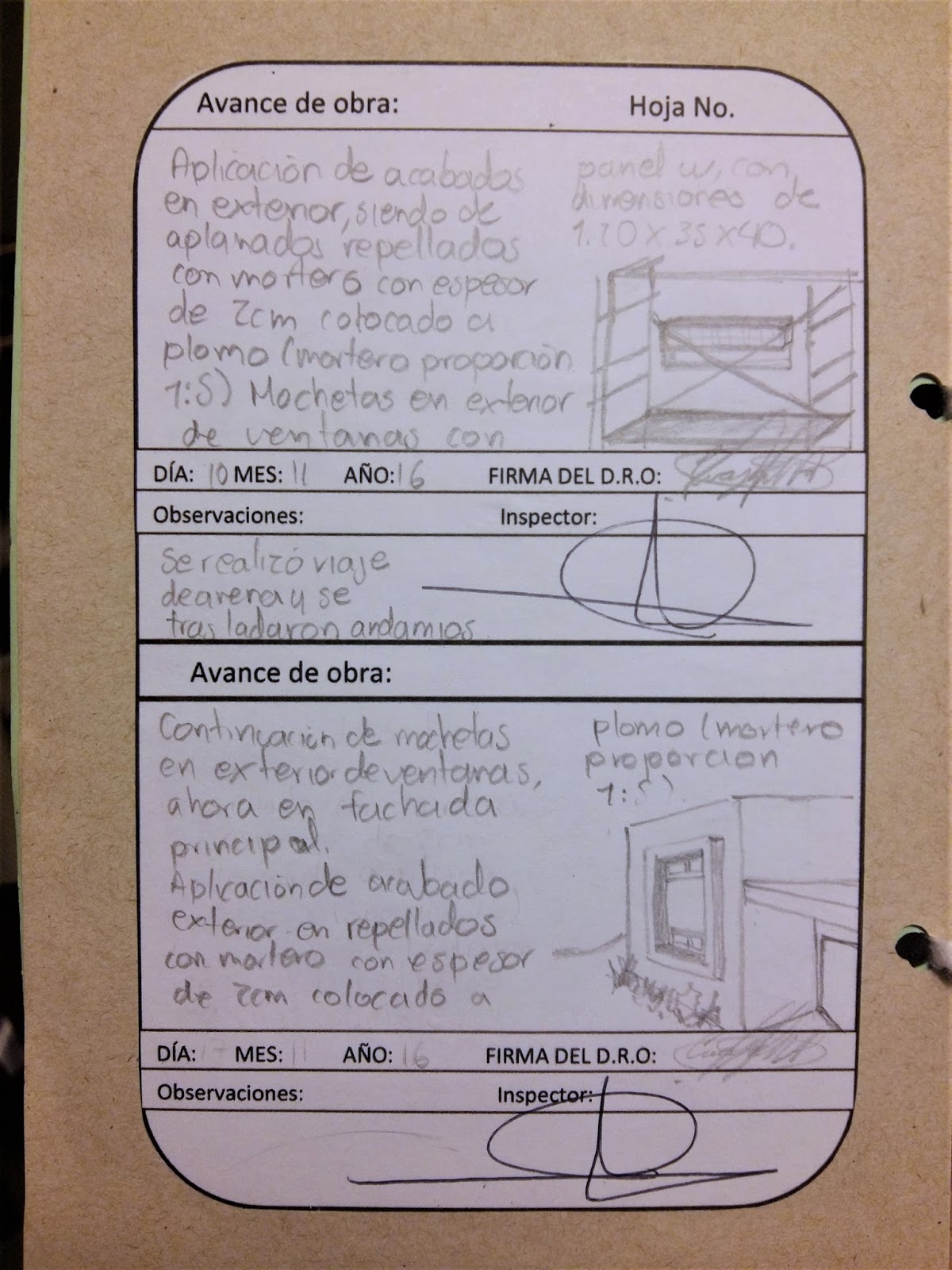 Cuayi Moan: Ejemplo de Bitácora de Obra.