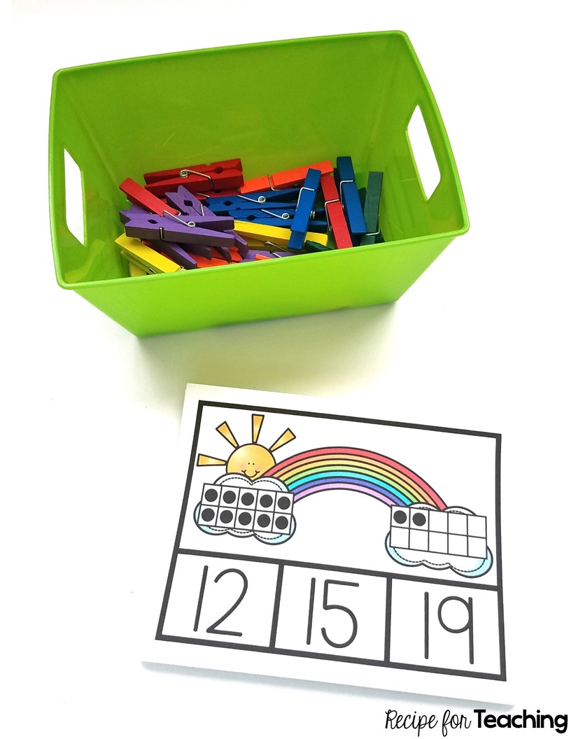 Teen Number Rainbow Clip Cards - Recipe for Teaching