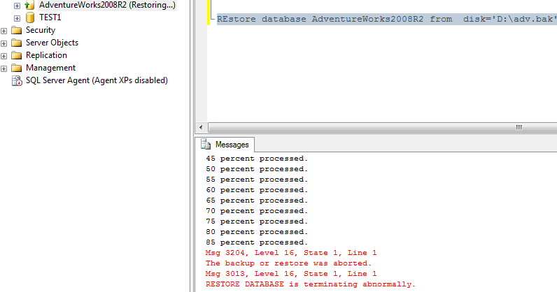 Restore A Sql Server Database With Restart Clause Sql Server