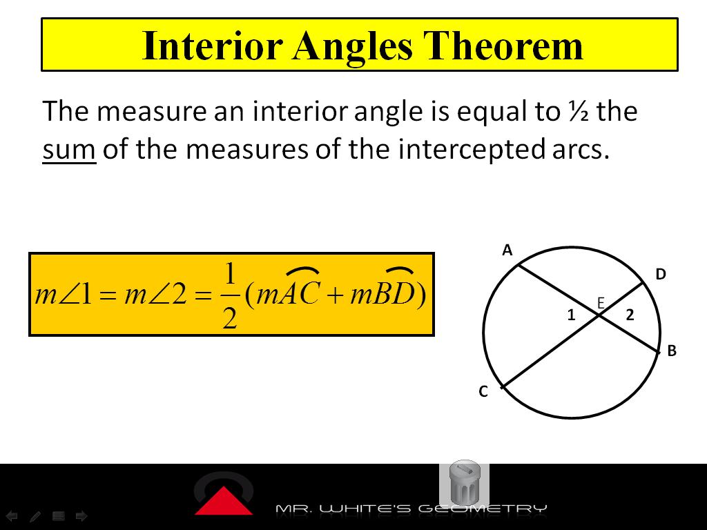 Mr. White's Geometry Class: 14.4 Angles and Arcs of Circles