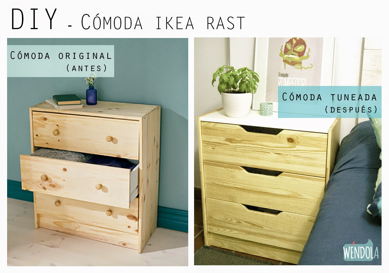 Wendola: DIY - Mi versión de la clásica cómoda IKEA RAST