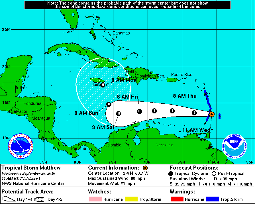 Se ha formado la Tormenta Tropical Matthew