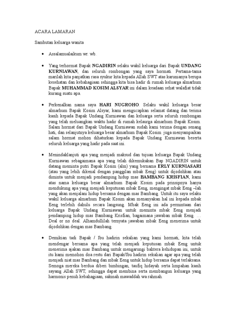 susunan acara lamaran - wood scribd indo