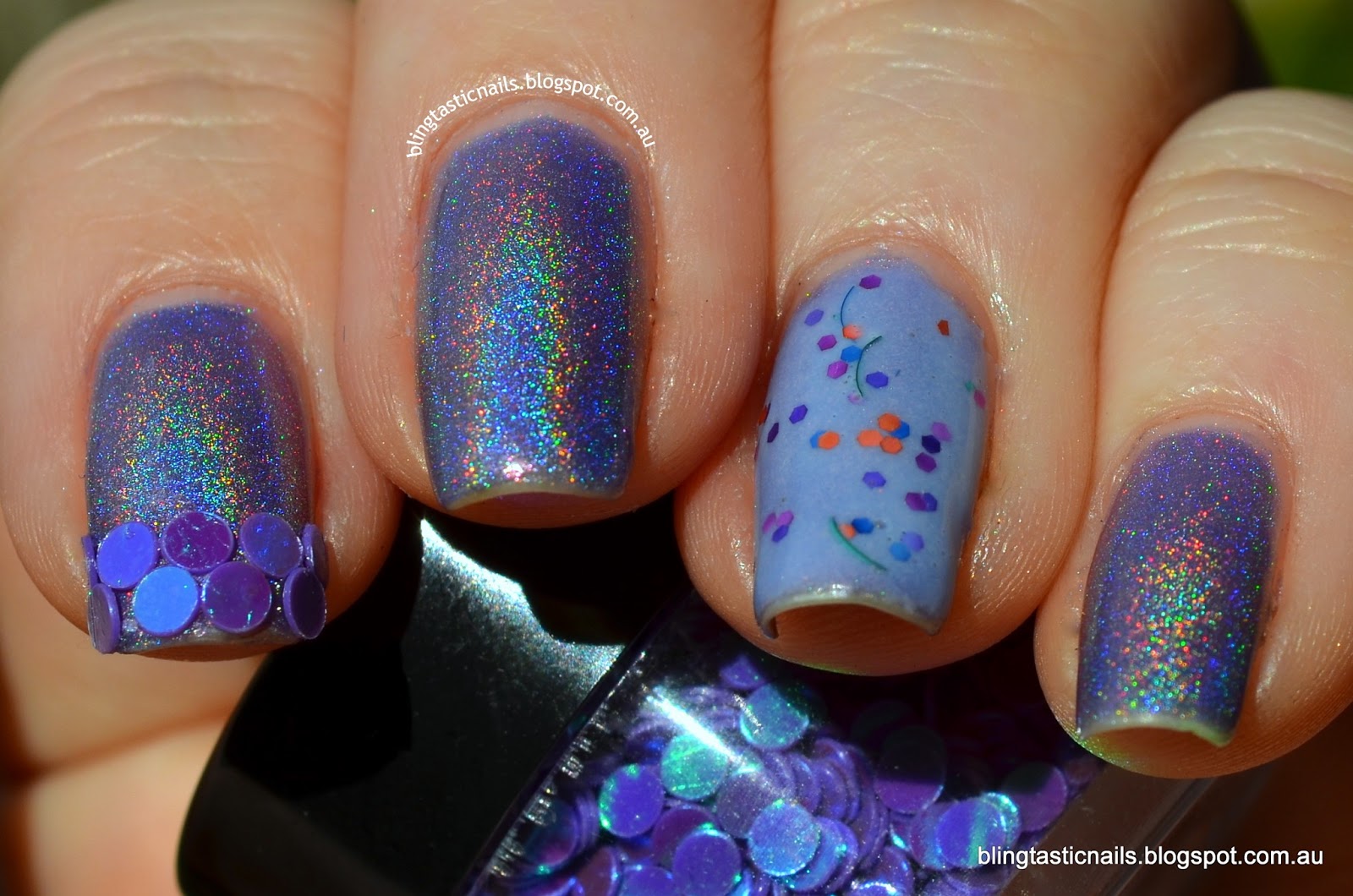 Jas's Blingtastic Nails: KKCenterhk Review- Purple Glitter Circle Nail Art