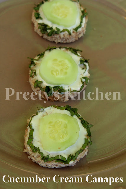 Preety's Kitchen: Cucumber Cream Canapes/ Mini Party Appetizer / Finger ...