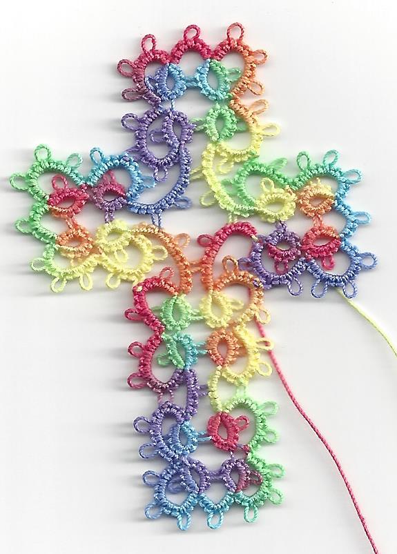 Tatting Lace in Grace: A Rainbow Mercy Cross