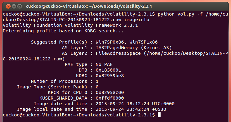 MELIORATE: Volatility Command : Using IMAGEINFO to find type of System ...