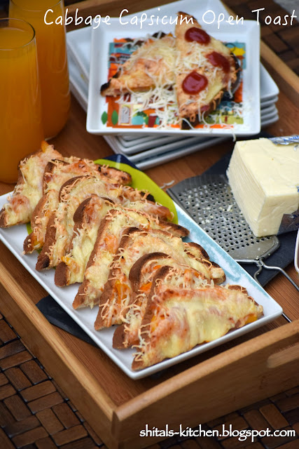 Shital's-Kitchen: Cabbage Capsicum Open Toast
