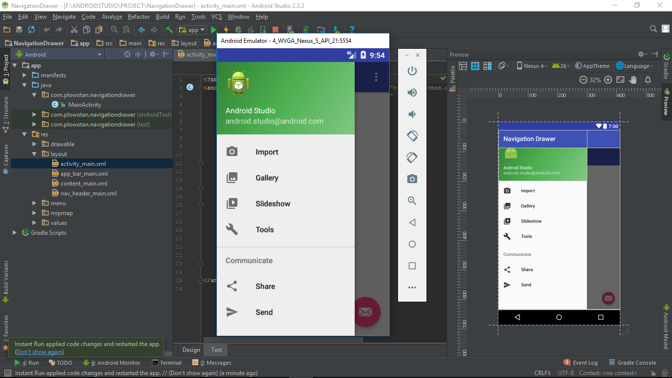 Android Studio - Membuat Aplikasi Navigation Drawer