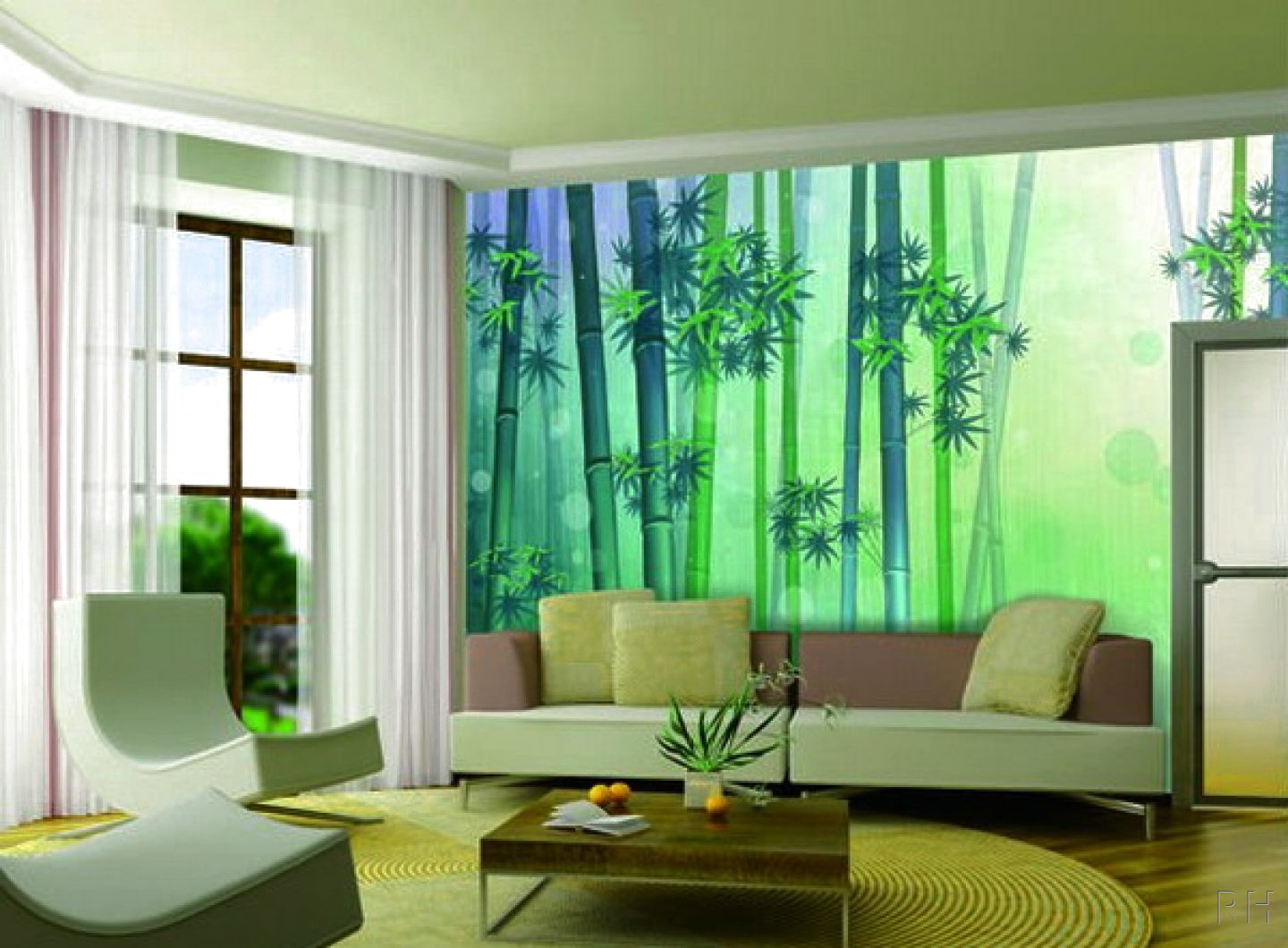 Seni Mural Tema langit dan alam Untuk Ruang Tamu, Mengagumkan! | home ...