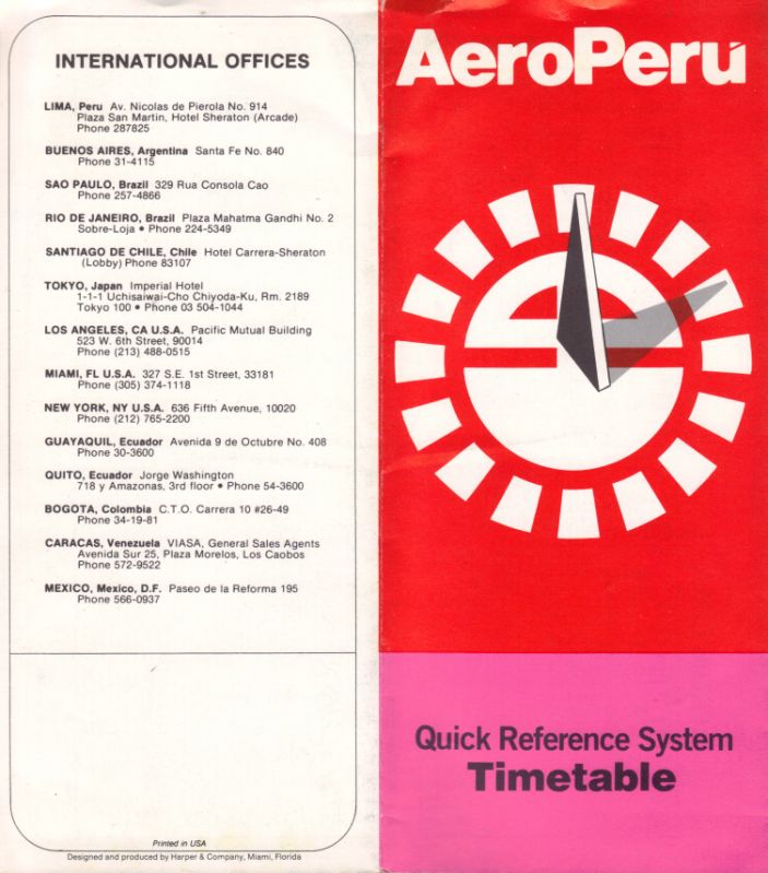 Airline memorabilia: Aeroperú (1978)