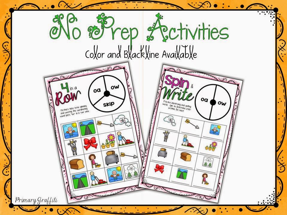 Primary Graffiti: Phonics Word Work {oa, oe, ow} and Bundle