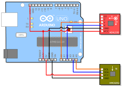 Chris 2 Live: Arduino 與羅盤、加速計之整合 - Arduino + HMC6352 compass + ADXL335 ...