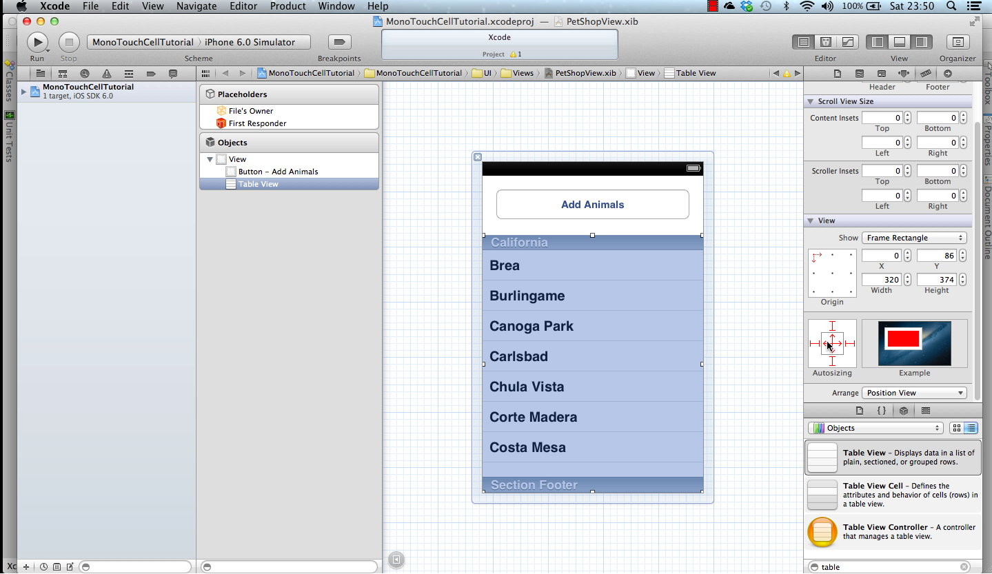 Forwards Uitableviewcell Using The Xib Editor And Monotouch