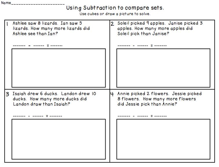 Buggy for First Grade : Subtracting to Compare Numbers Freebie and Snow ...