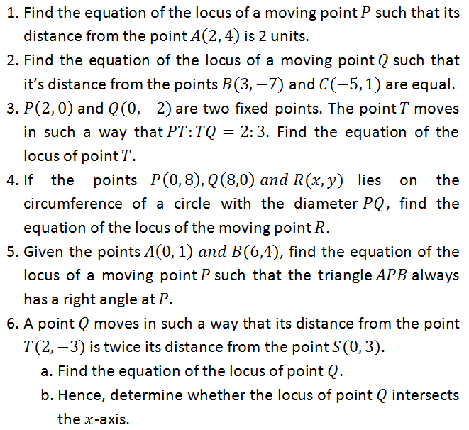 数学分享天地: Tutorial 1 Equation of Locus