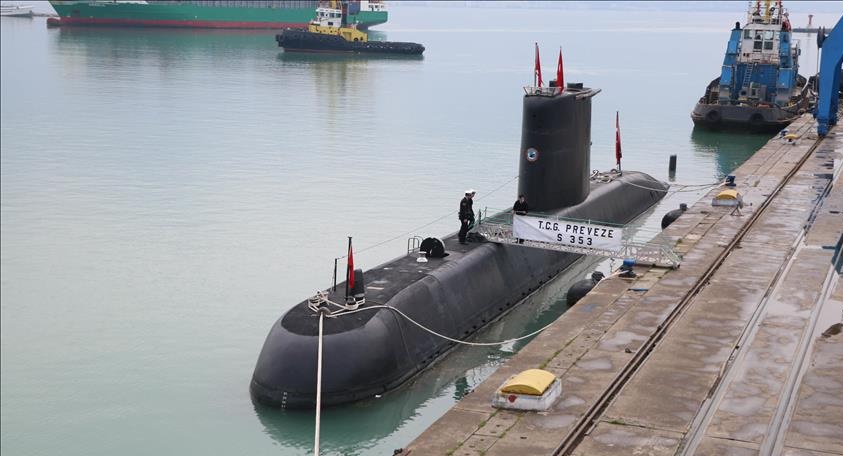 Turkish submarine anchored in Durres Port