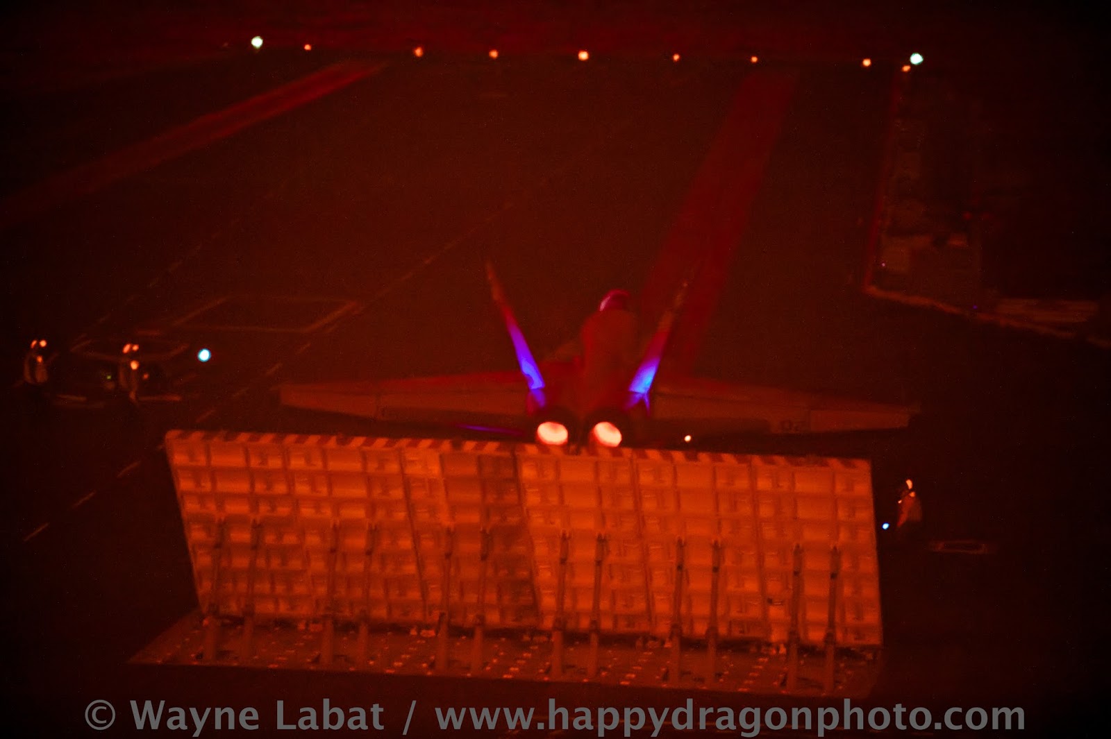 Night Flight Operations on an Aircraft Carrier
