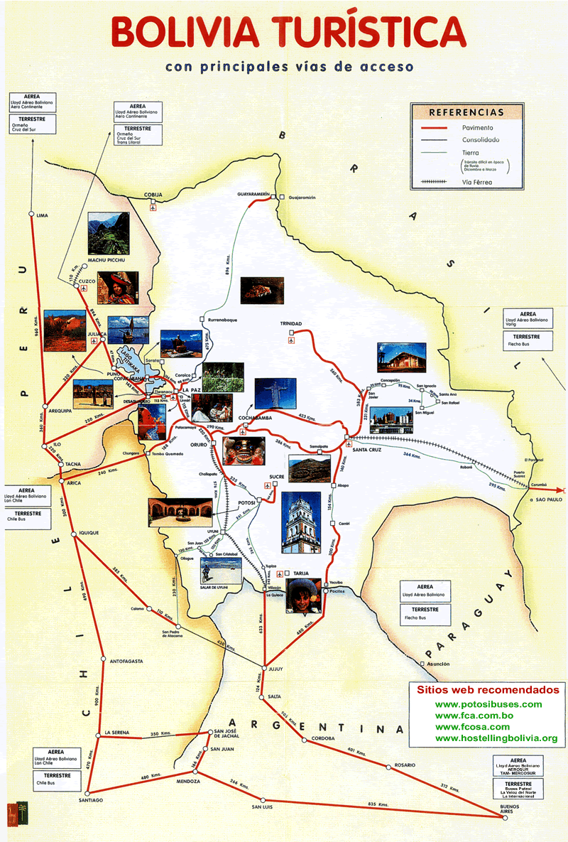 Guia Turistica De Bolivia Mapa