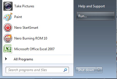 No Run Command in Windows 7 and How to Enable